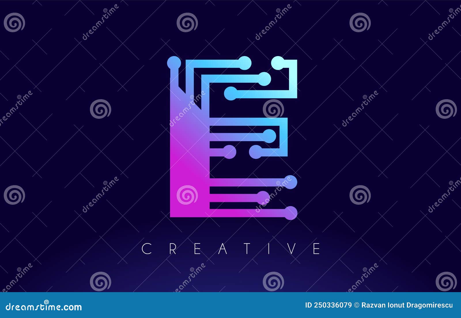 E Tech Letter Logo Concept with Connected Technology Dots Stock Vector ...