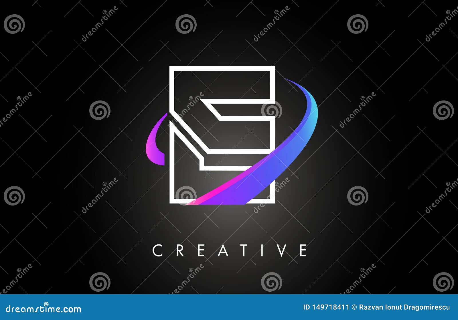 E Trendy Modern Letter Logo Design Monogram and Creative Swoosh on ...