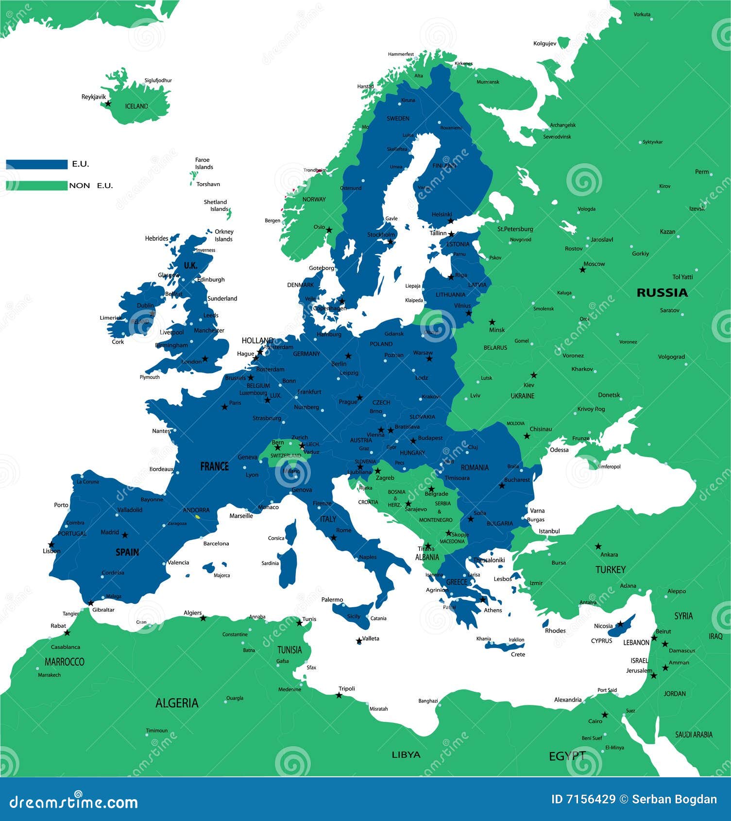 E.U. political map stock vector. Illustration of ireland - 7156429