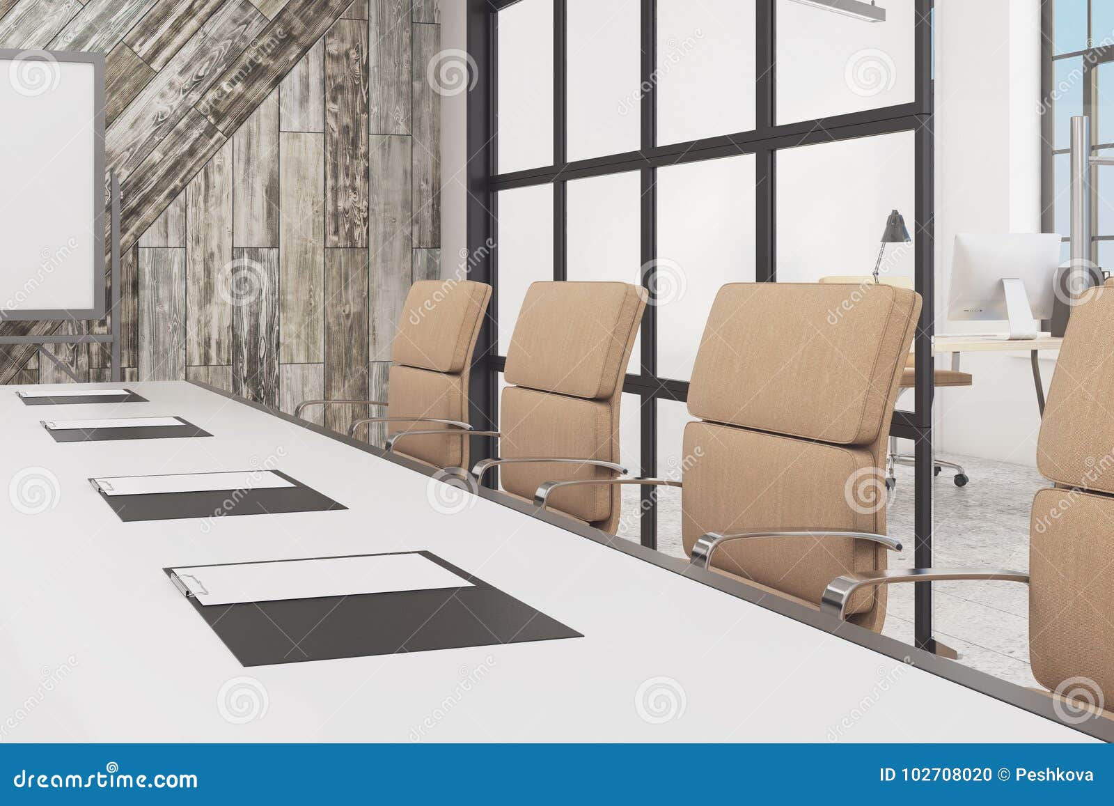 Conference table closeup stock illustration. Illustration of document ...