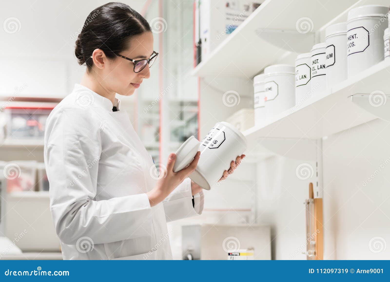Pharmacist Checking a Chemical Pharmaceutical Substance Stock Image ...