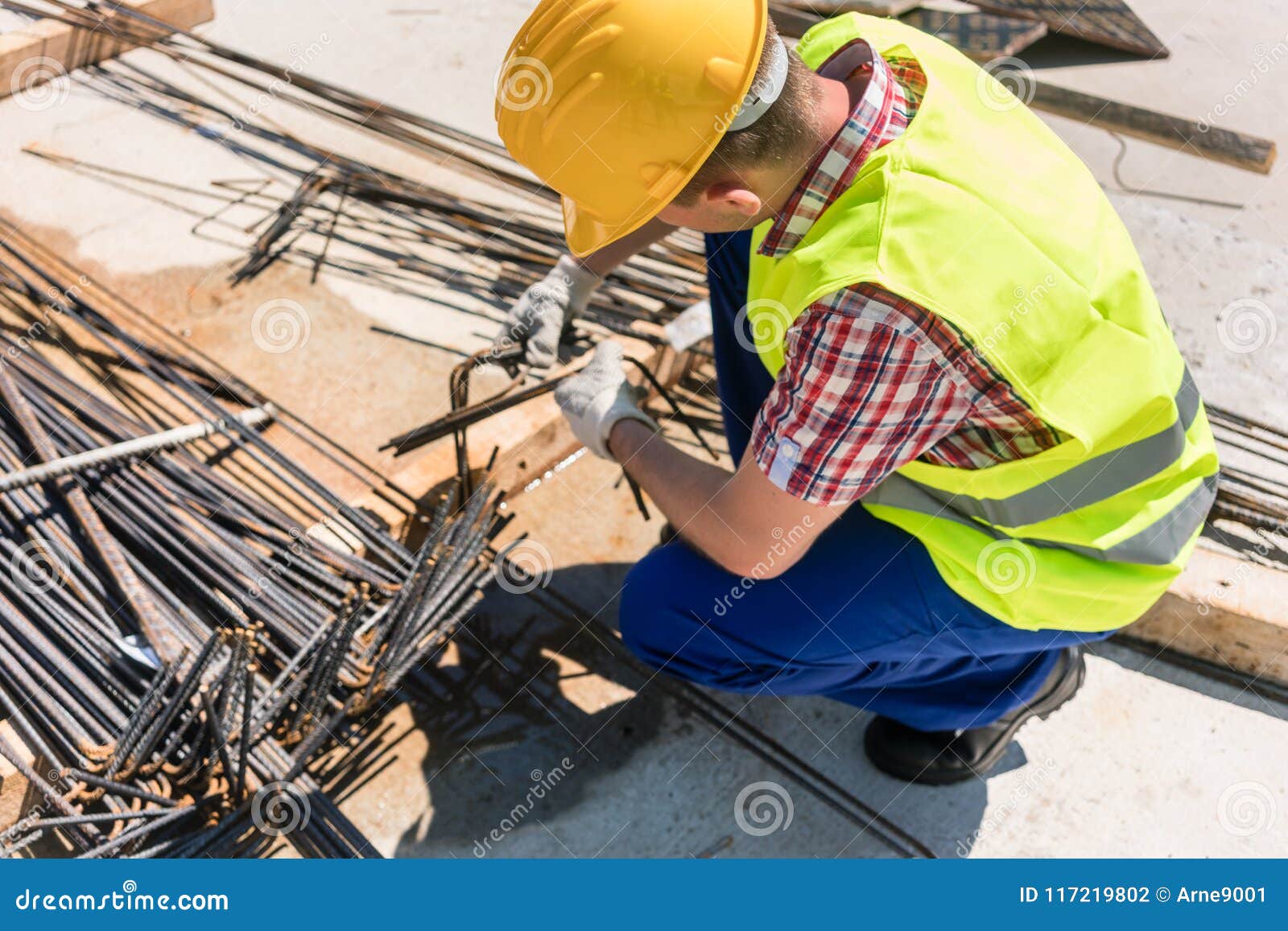 Reliable Worker Checking the Quality of the Steel Bars Stock Photo ...