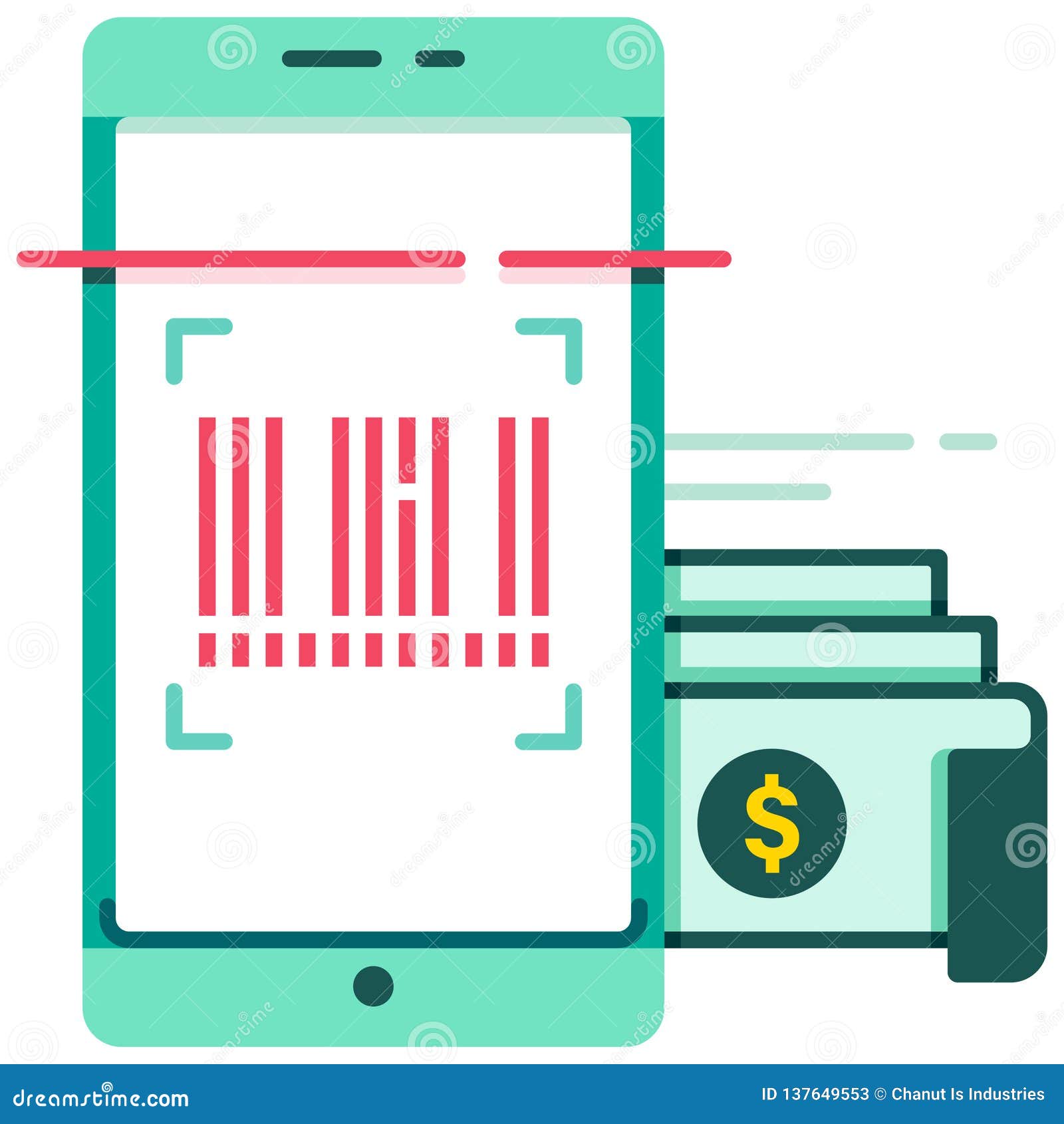 E-wallet Barcode Scan Payment Flat Illustration Stock Vector ...
