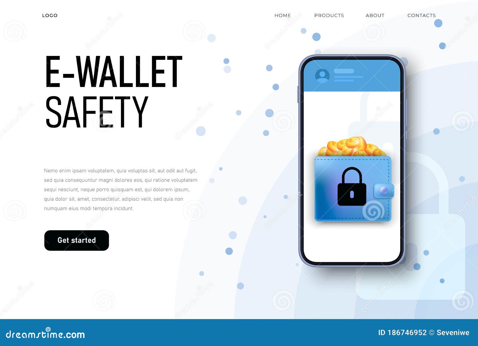 E Wallet Security. Money Safety, Online Payments Protecting Stock ...