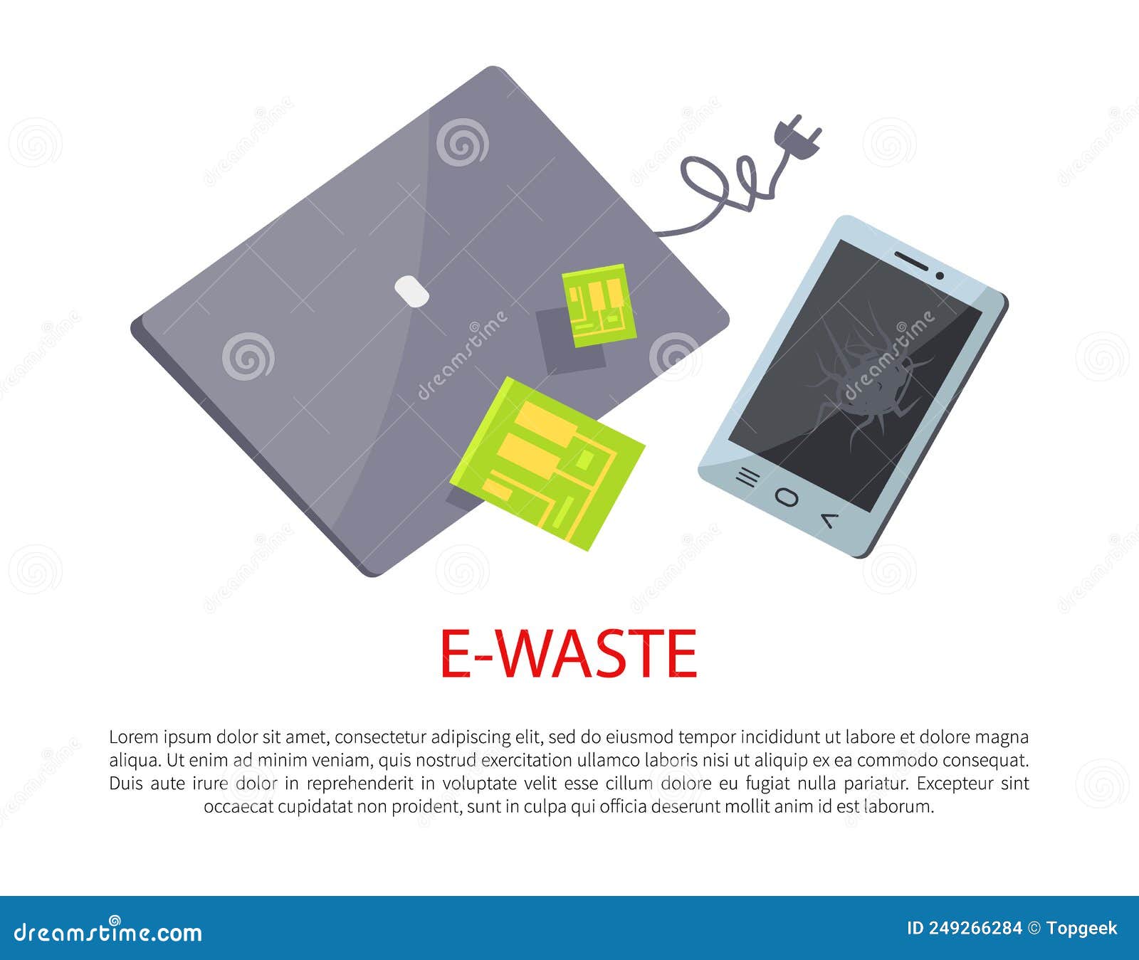 E-waste Banner with Broken Electronic Gadgets Stock Vector ...