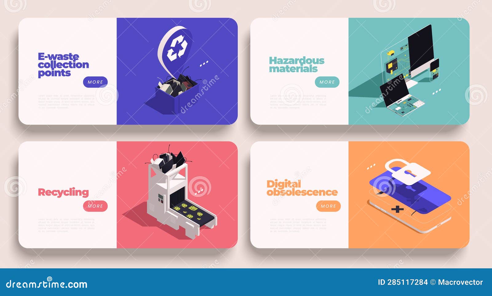 E-Waste Banners Set stock vector. Illustration of home - 285117284