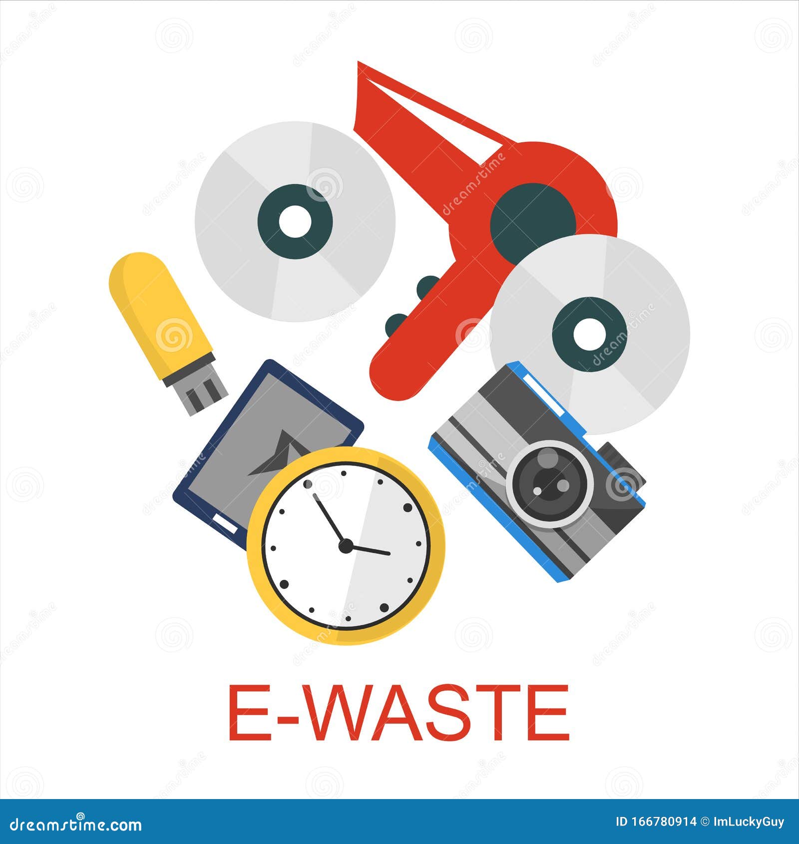 E-waste Collection Vector Isolated. Recycling Electronic Rubbish Stock ...