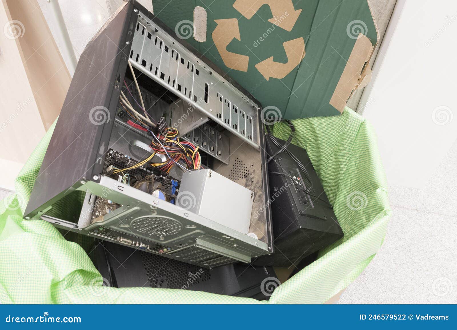 E-waste, Electronics Waste for Reuse and Recycle Concept. Recycling Bin ...