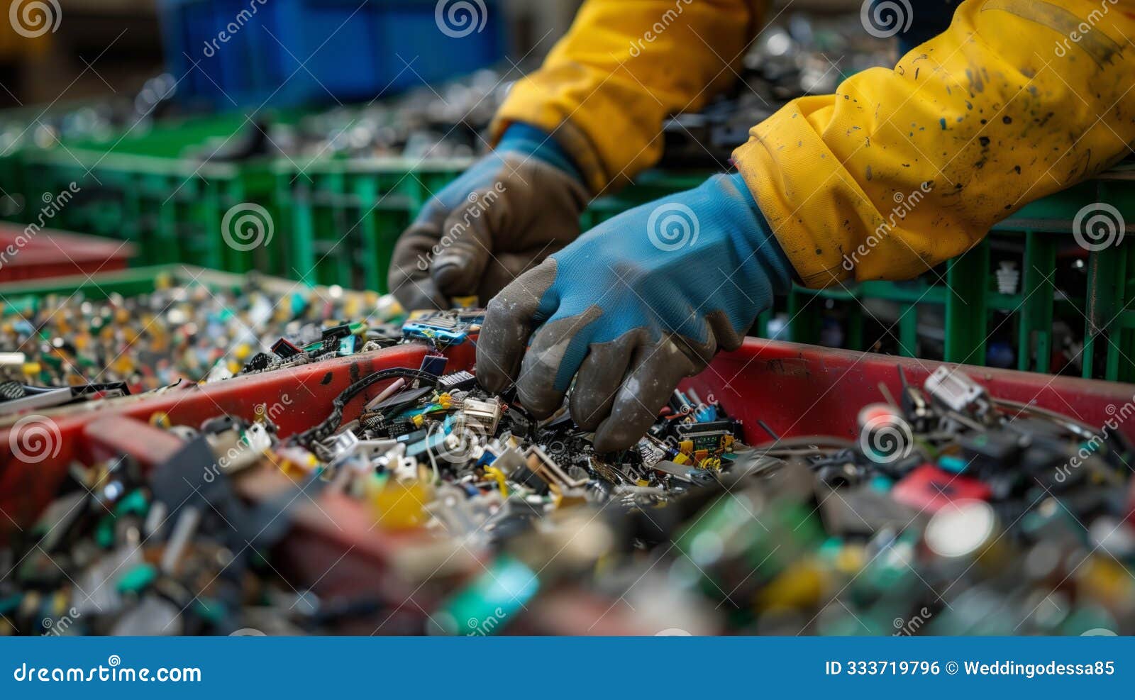 An E-waste Employee Performs Sorting. Recycling Concept, Sustainable ...