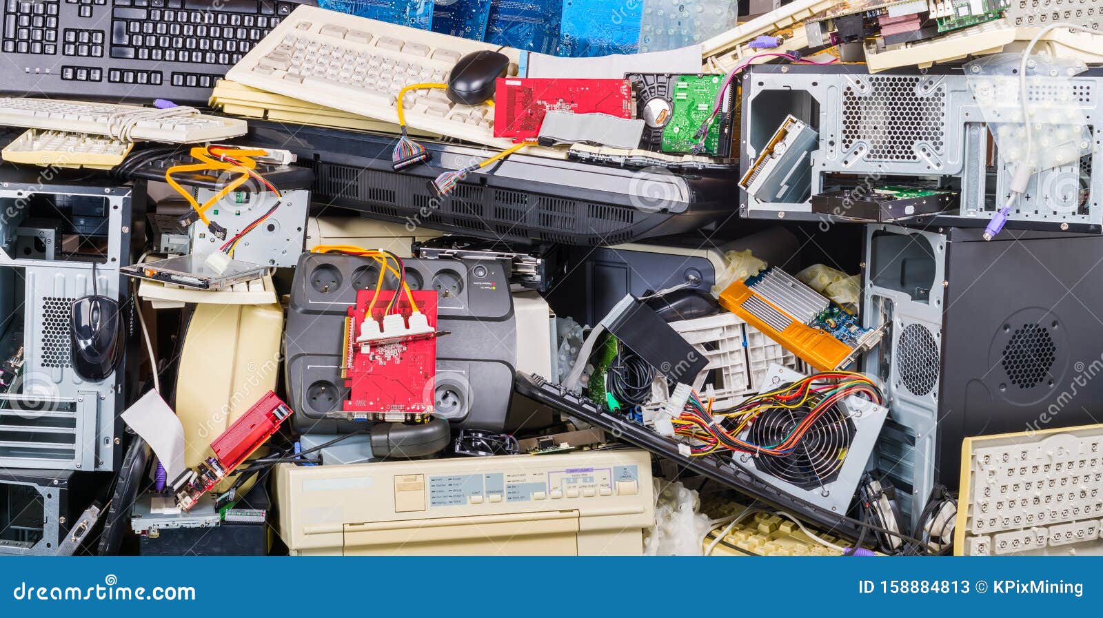 E-waste Heap from Used Computer Parts. Refuse Separation and Recycling ...