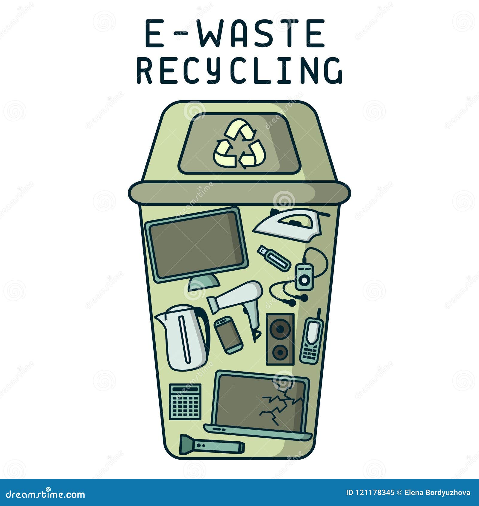 E-waste Illustration with Trash and Dumpster Stock Vector ...