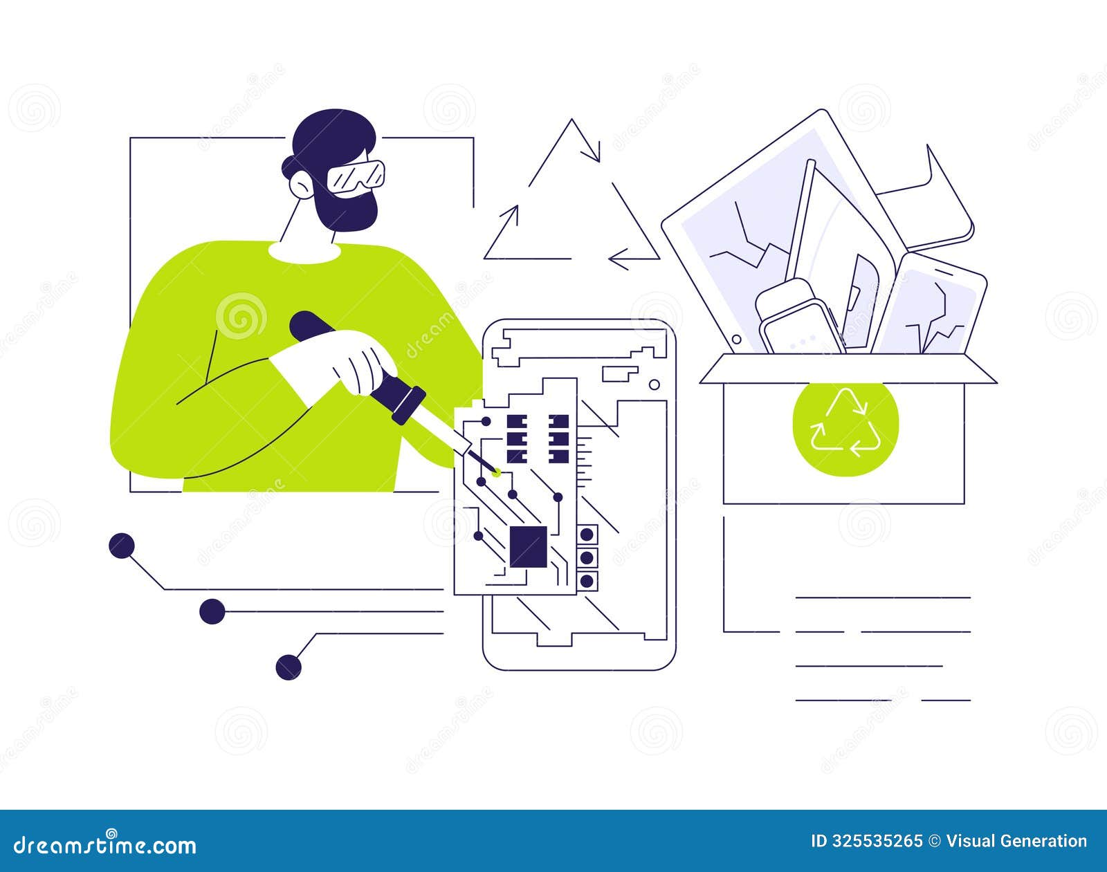 E-waste Management Abstract Concept Vector Illustration. Stock Vector ...