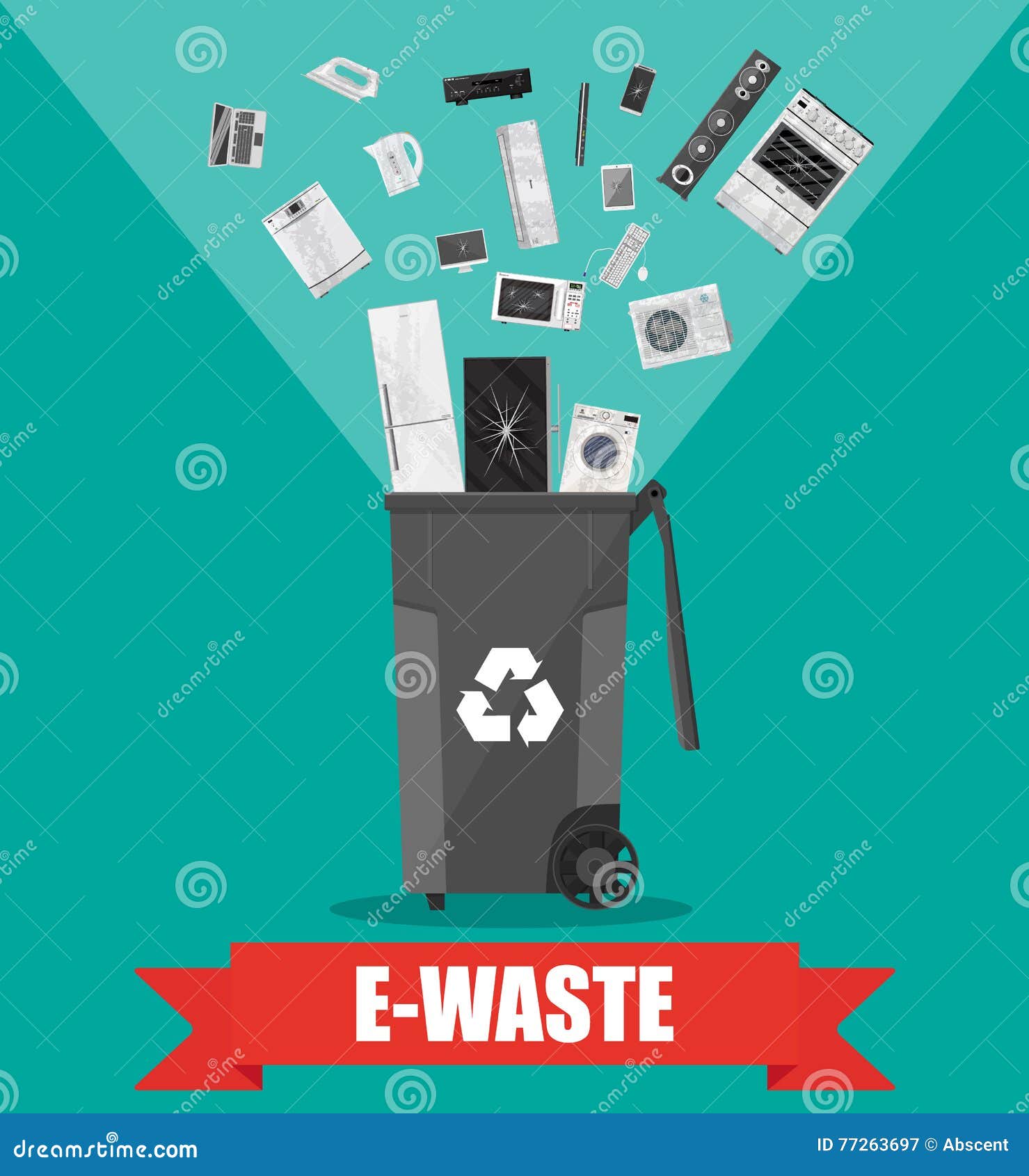 E-waste Recycle Bin with Old Electronic Equipment Stock Vector ...