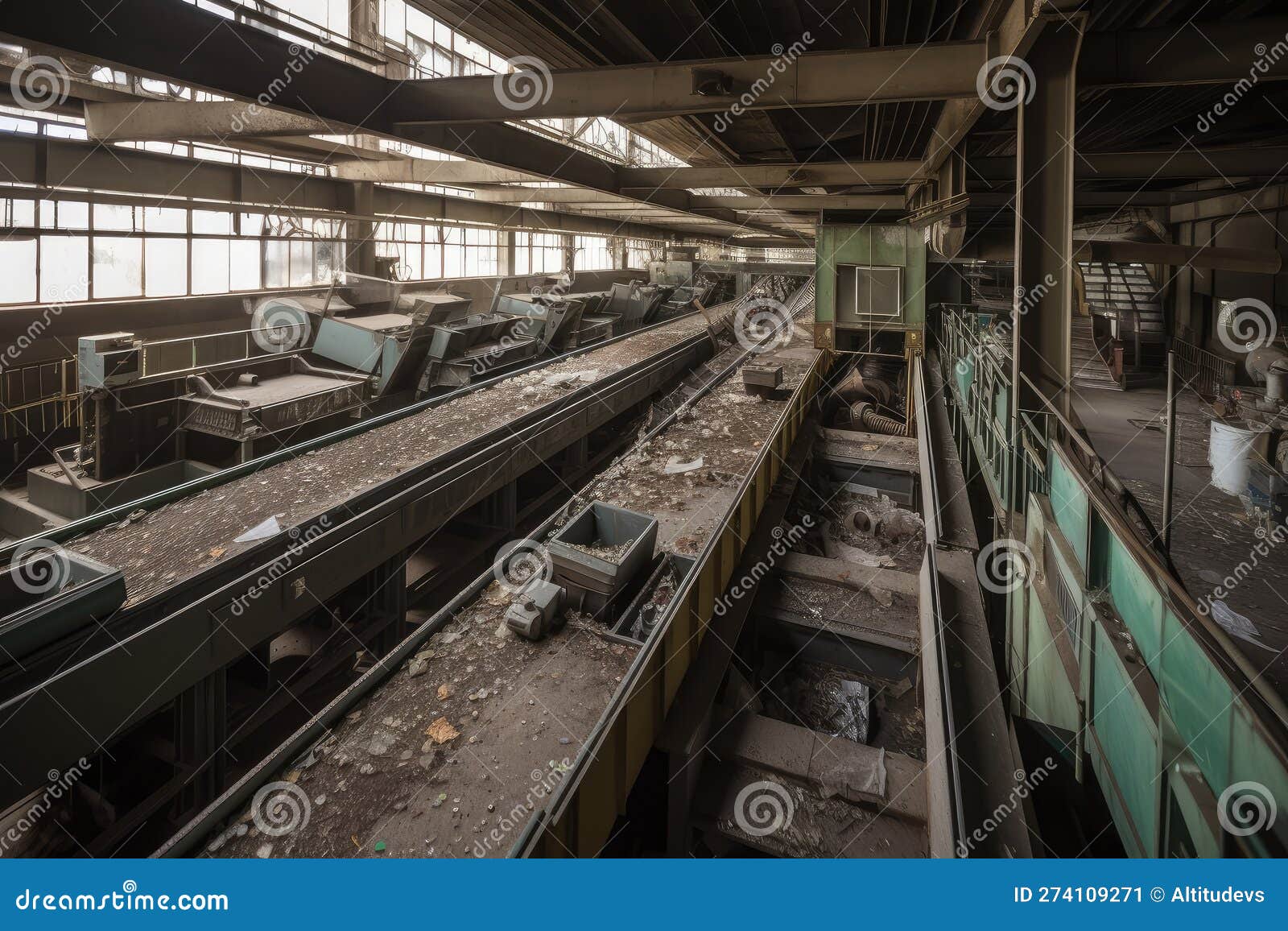 E-waste Recycling Facility, with Conveyor Belts and Compactor Machines ...