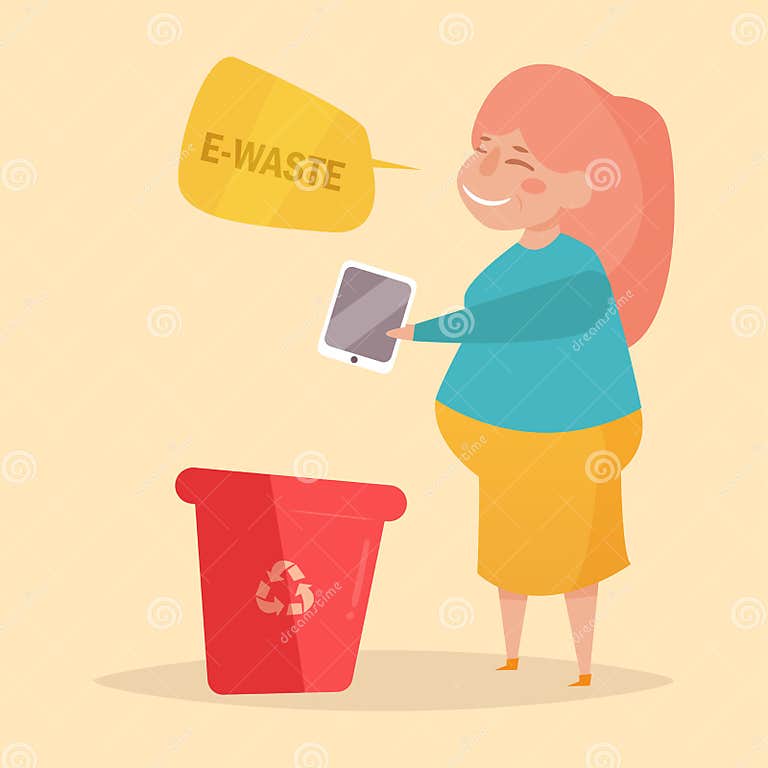 E-waste. Separate Sorting Garbage Stock Vector - Illustration of basket ...