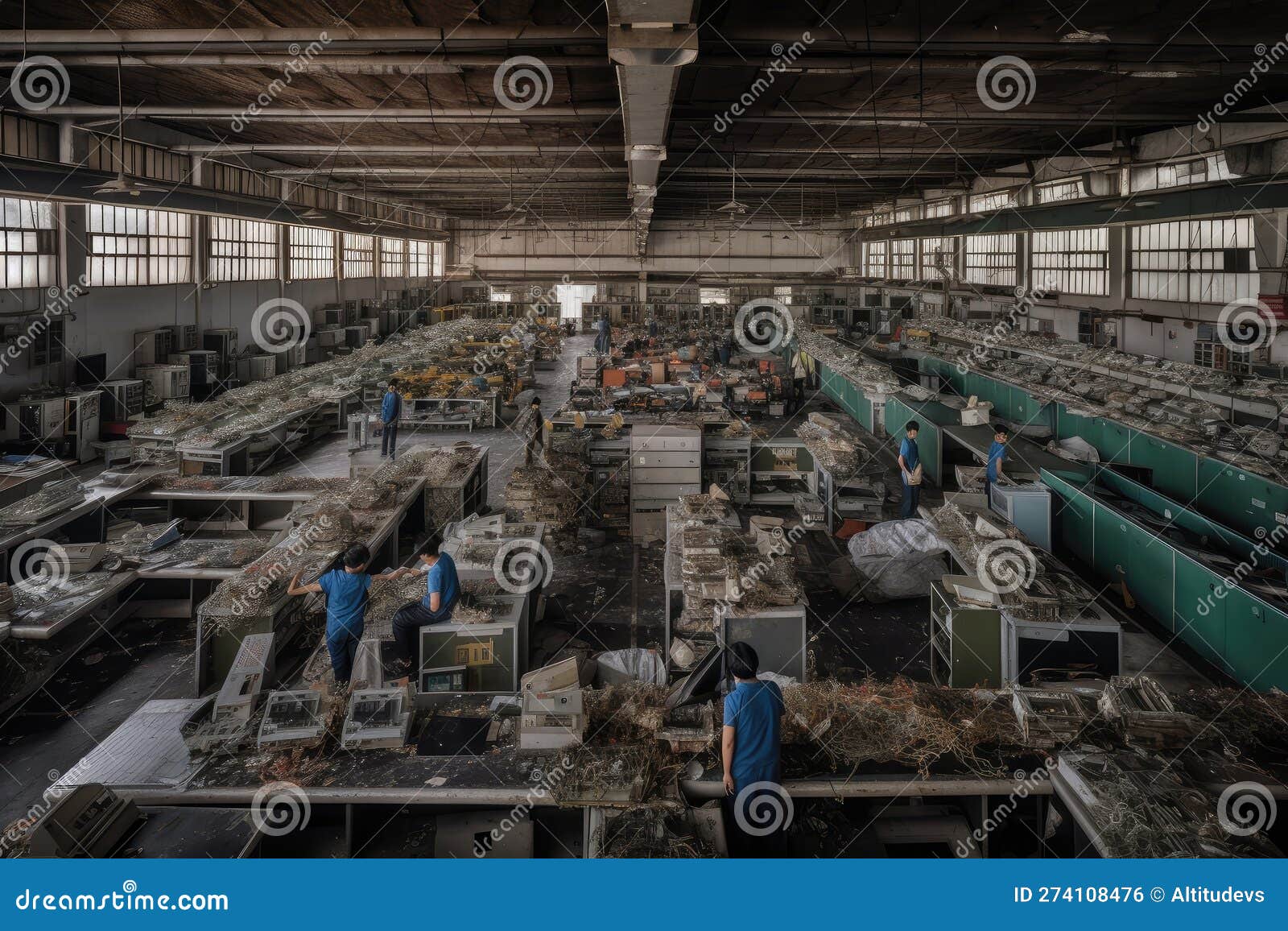 E-waste Sorting Facility, Where Employees Sort and Categorize E-waste ...