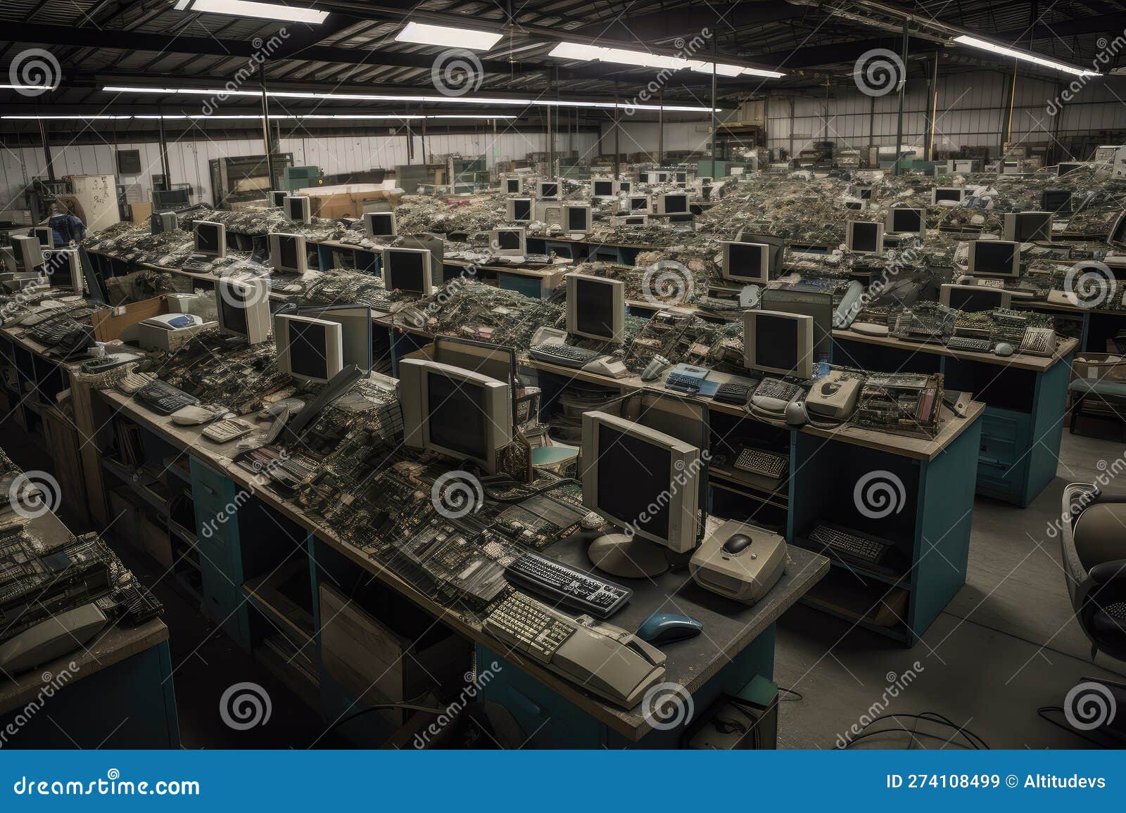E-waste Sorting Facility, Where Employees Sort and Categorize E-waste ...