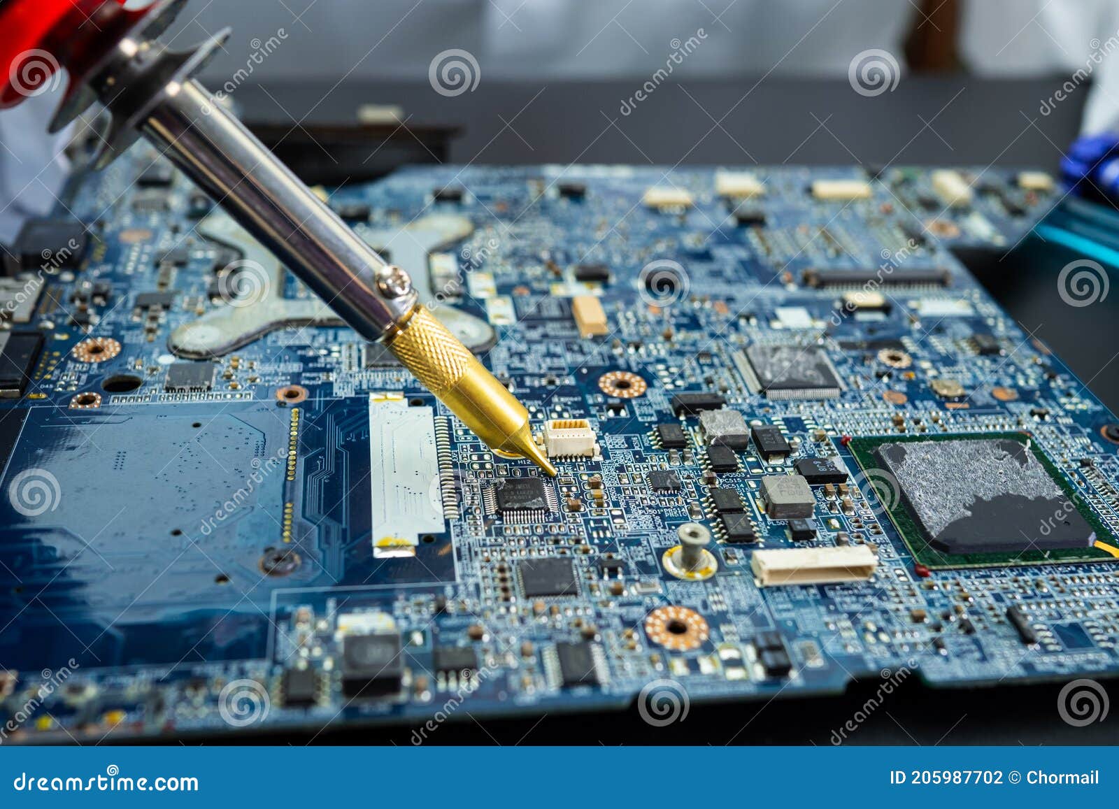 E-waste, Technician Repairing Inside of Hard Disk by Soldering Iron ...