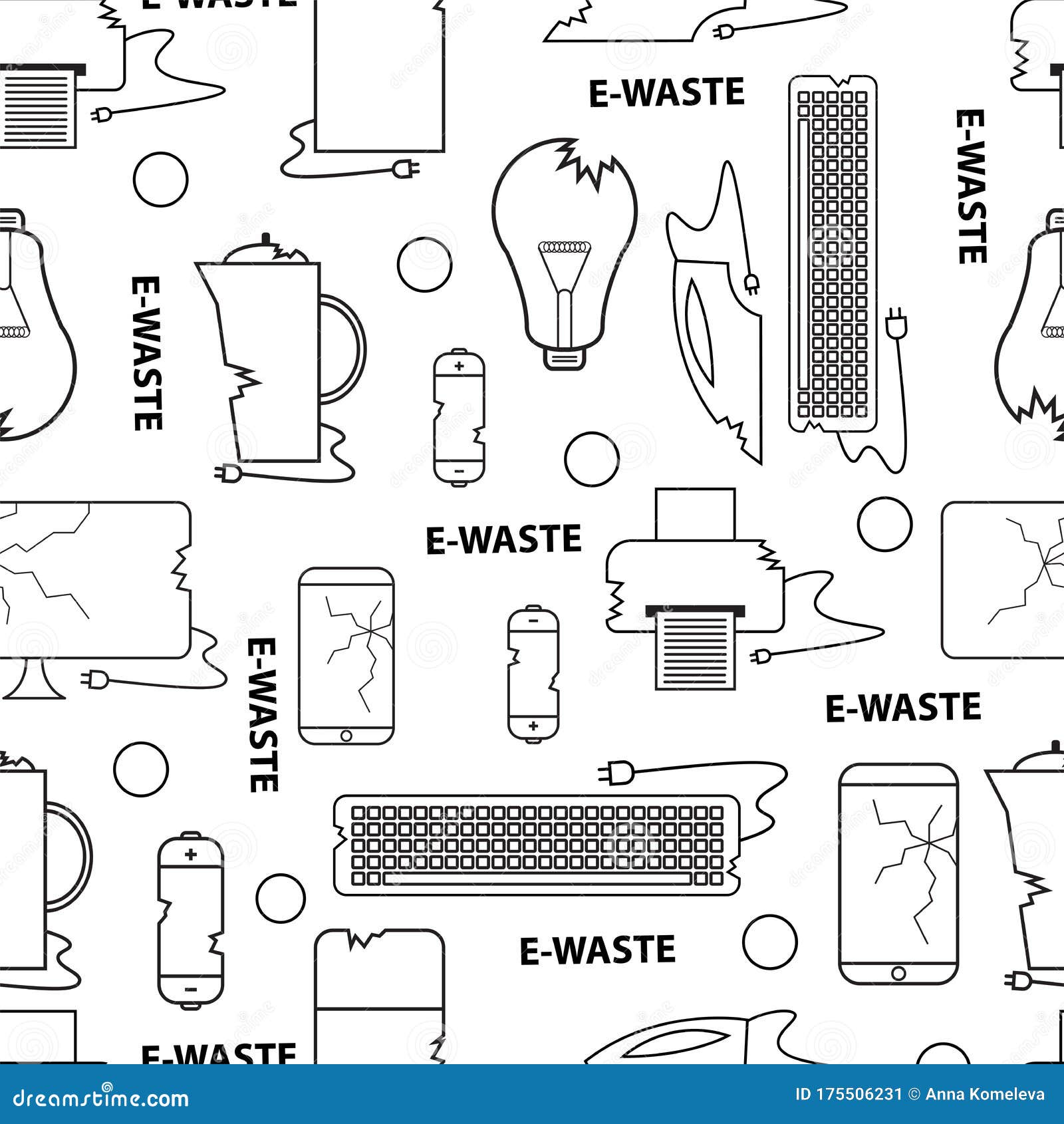 E waste template stock vector. Illustration of line - 175506231