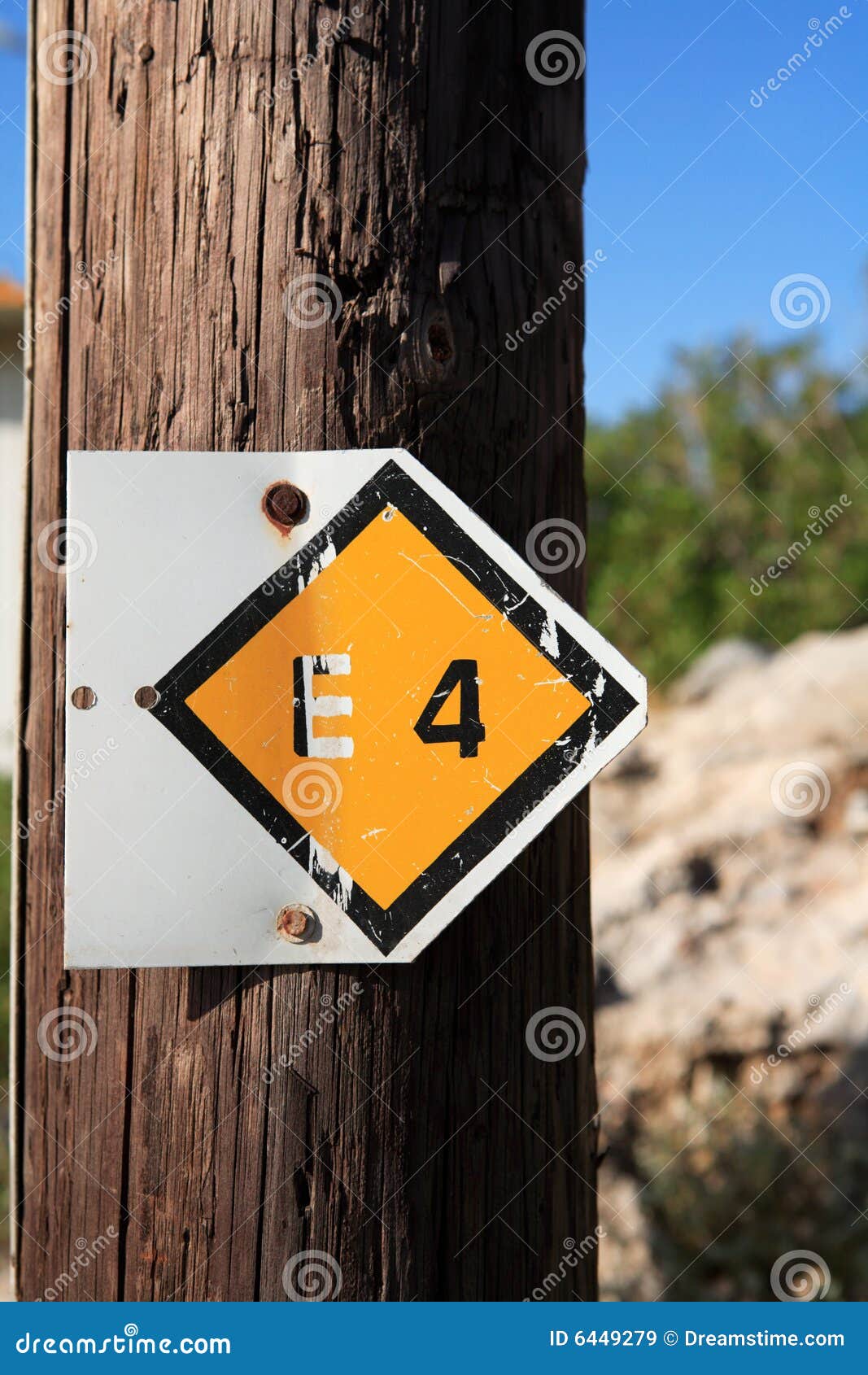 E4 path waymark stock image. Image of path, yellow, waymark - 6449279