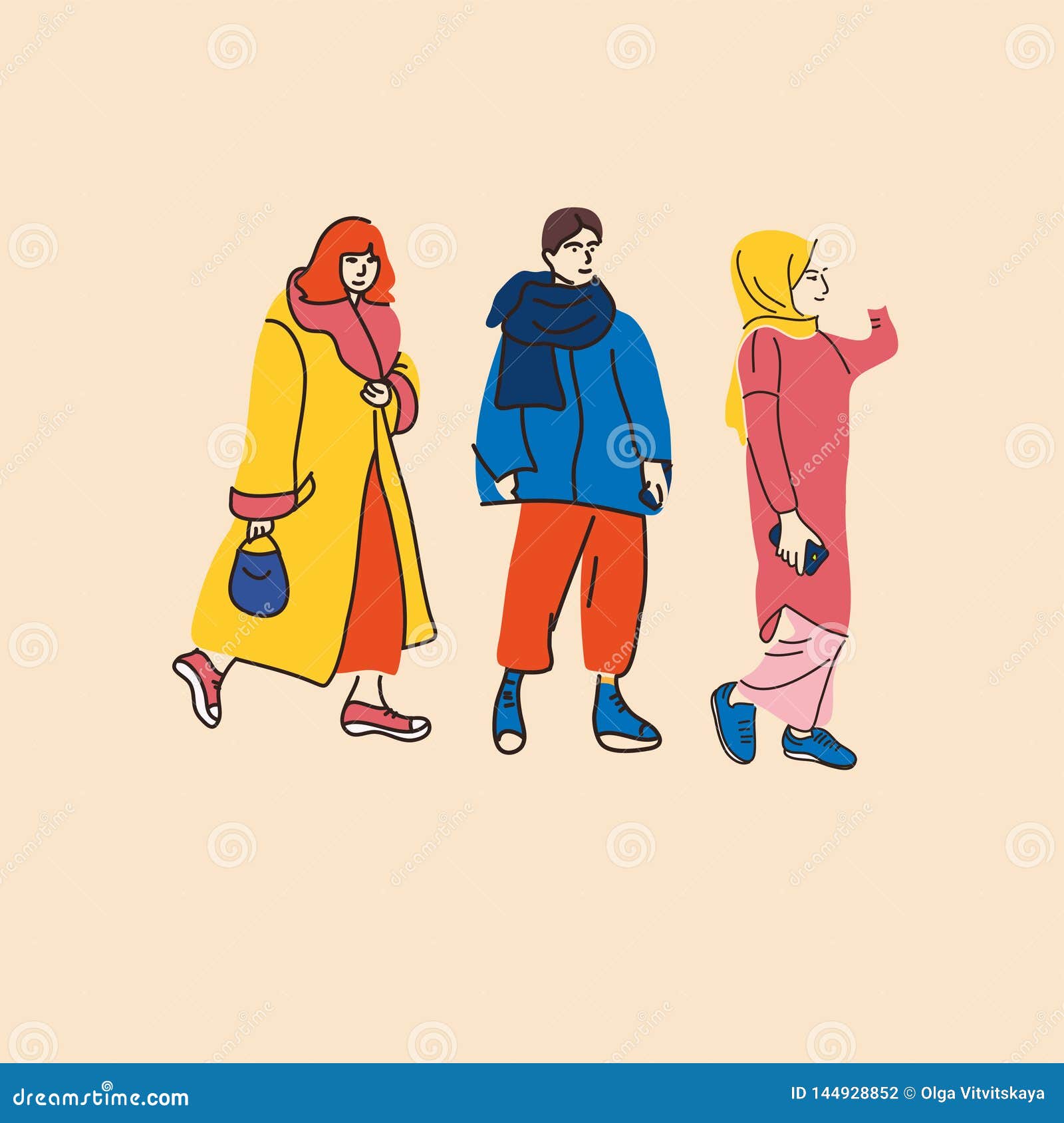 Hand Drawn Girl Flat Pop Art Design Style Vector Illustration Stock ...