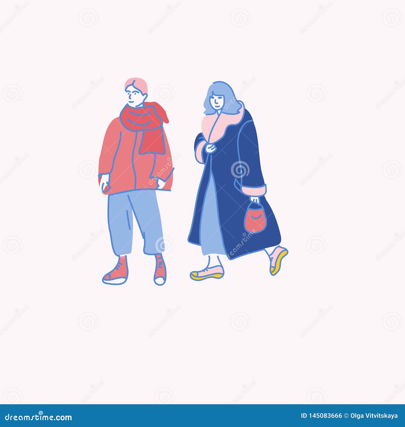 Hand Drawn Girls Flat Pop Art Design Style Vector Illustration Stock ...