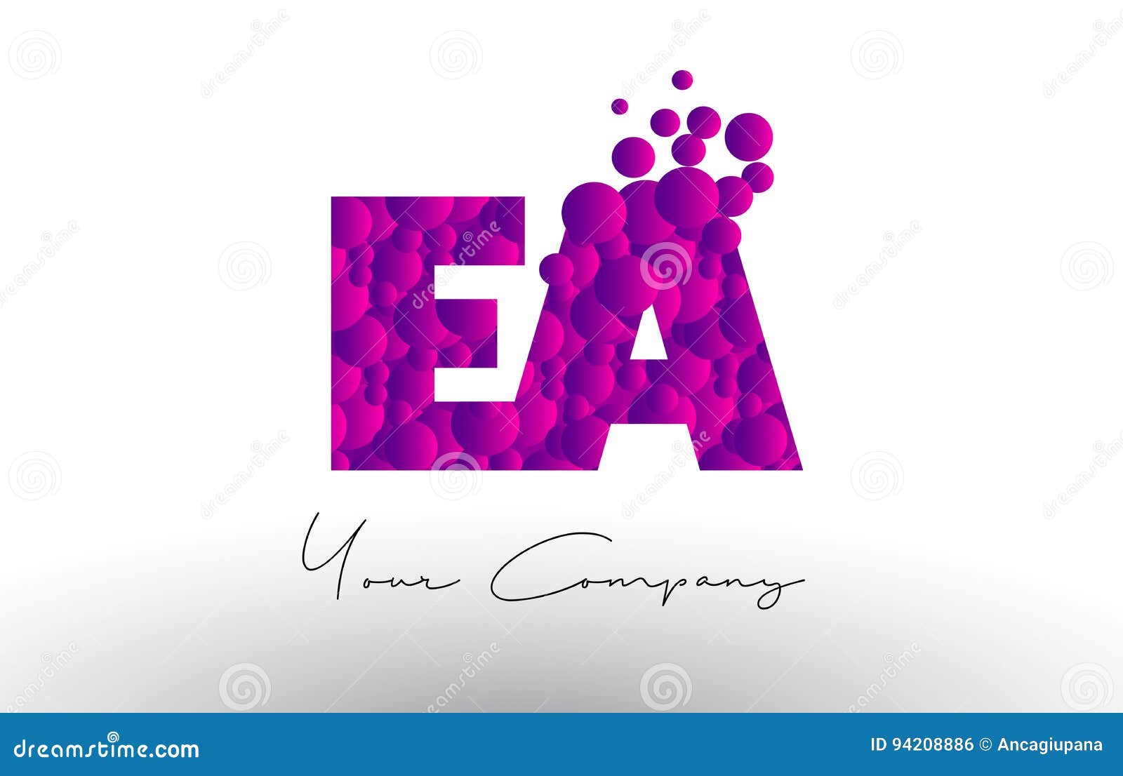 EA E a Dots Letter Logo with Purple Bubbles Texture. Stock Vector ...