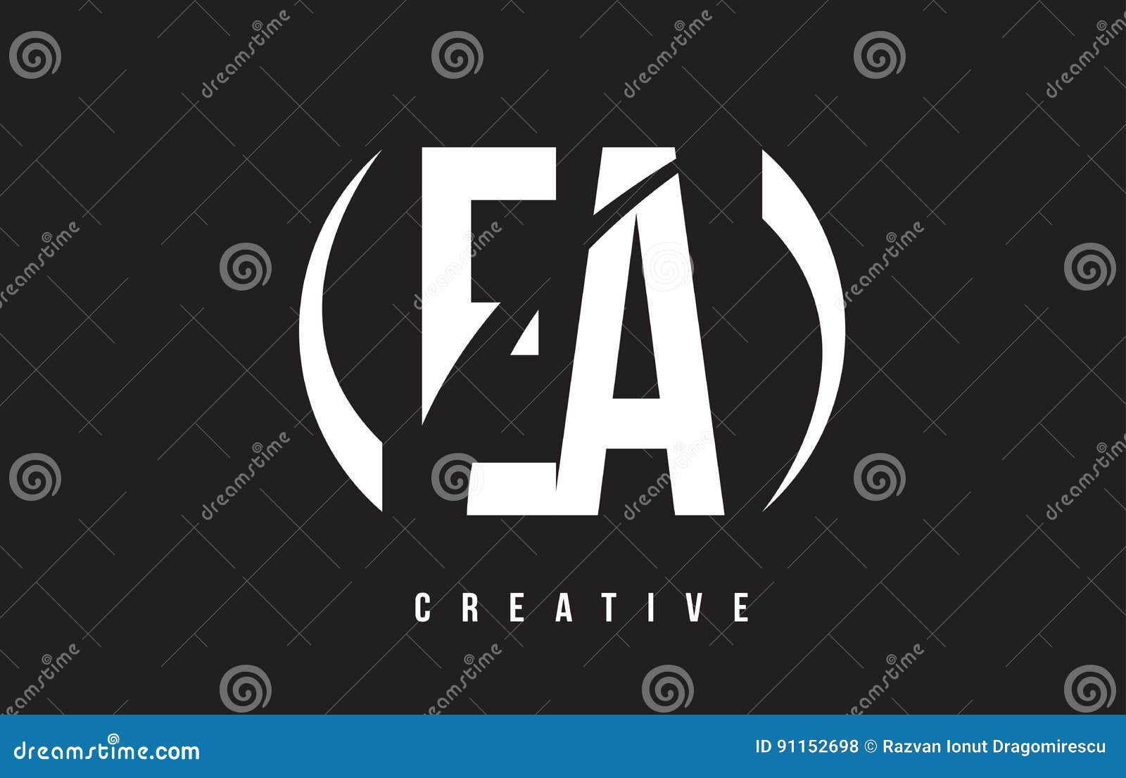 EA E a White Letter Logo Design with Black Background. Stock Vector ...