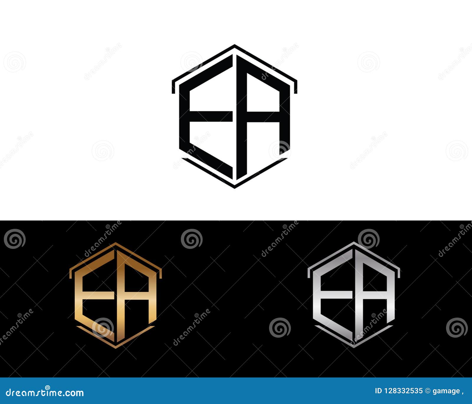 EA Letters Linked with Hexagon Shape Logo Stock Vector - Illustration ...