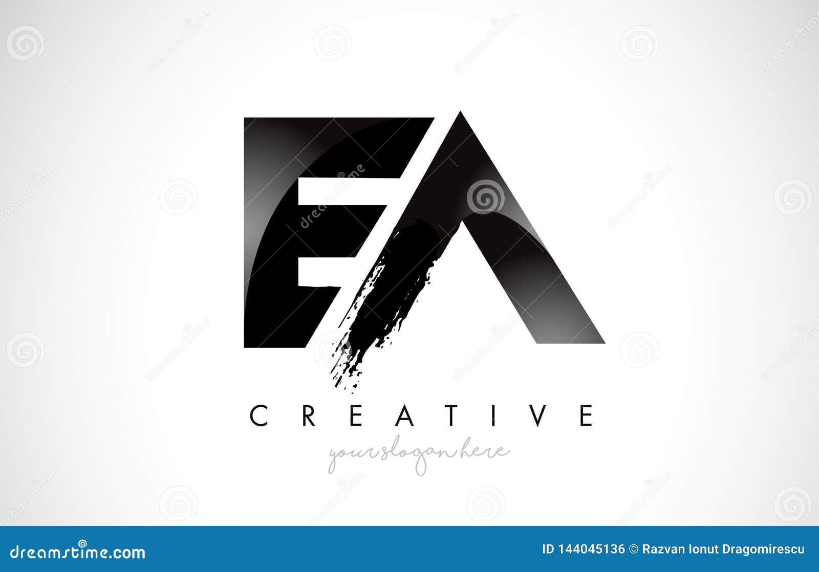 EA Letter Design with Brush Stroke and Modern 3D Look Stock Vector ...
