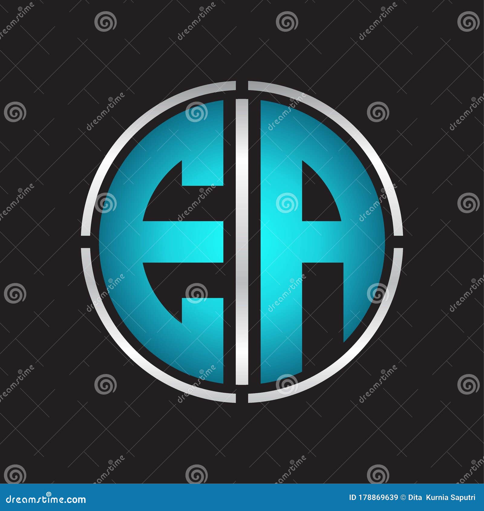 EA Logo Initial with Circle Line Cut Design Template on Blue Colors ...
