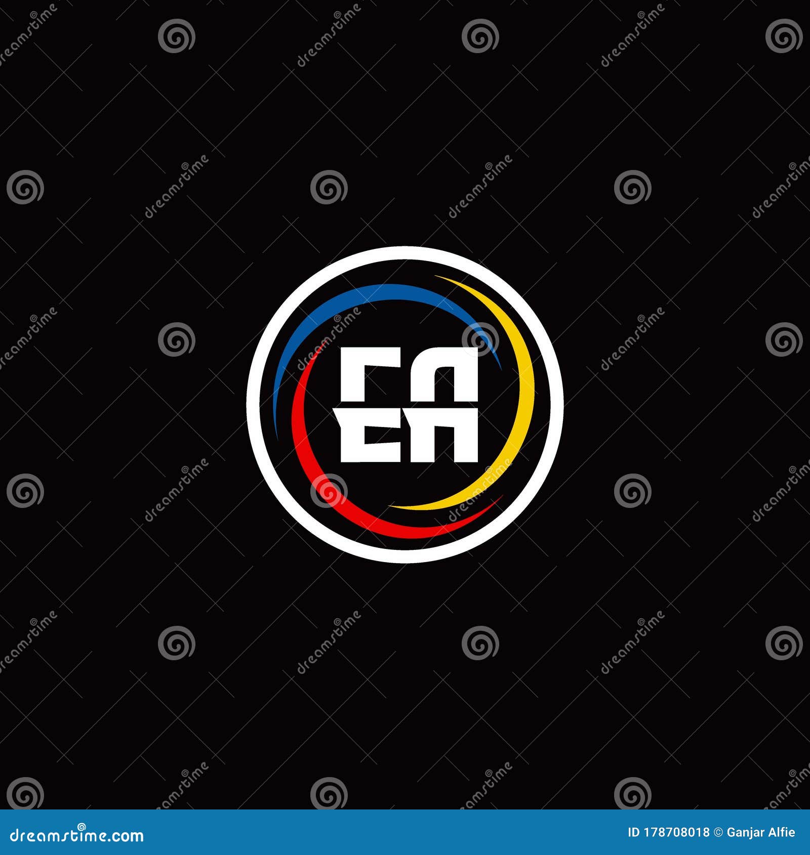 EA Monogram Logo Isolated on Circle Shape with 3 Slash Colors Rounded ...
