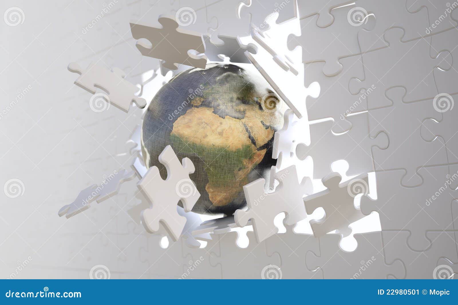 Eaarth Breaking through Jigsaw Wall Stock Illustration - Illustration ...