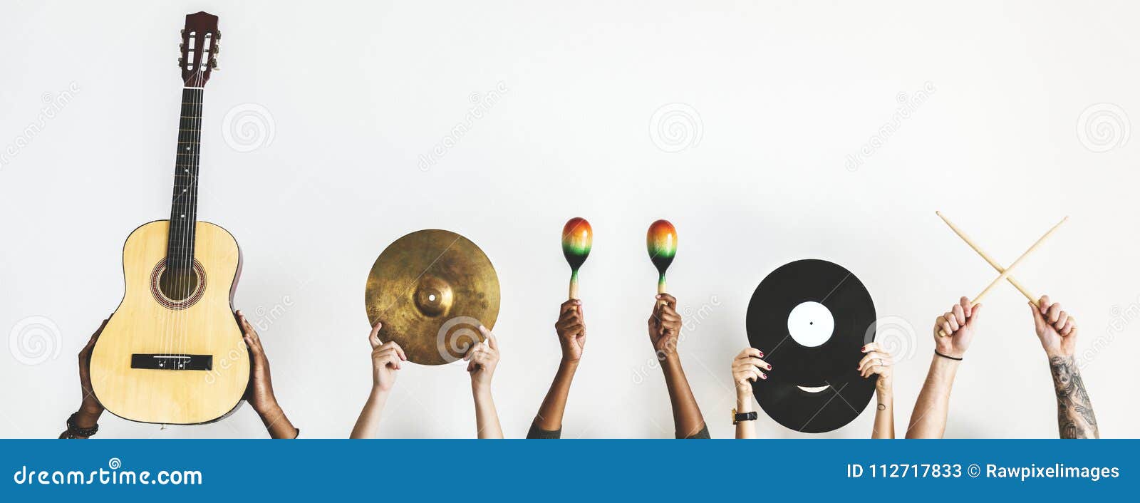 Each Hands are Holding Music Instruments Stock Image - Image of friend ...