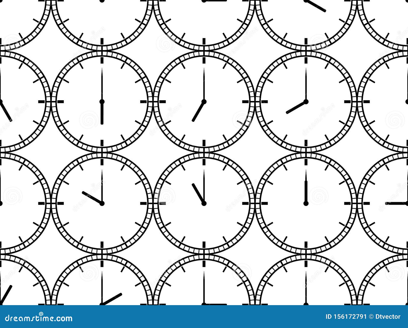 Each Hour Circle Clock Seamless Pattern Stock Vector - Illustration of ...