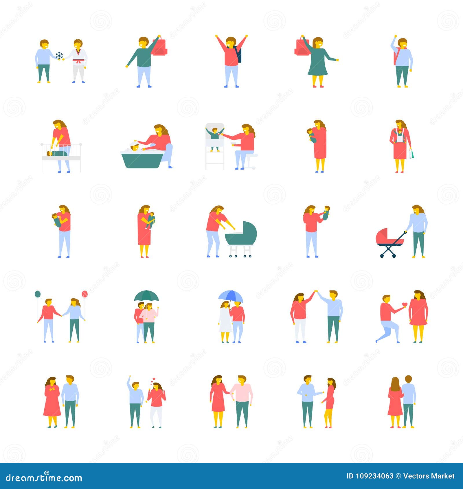 A Pack of People Flat Vector Icons Stock Illustration - Illustration of ...