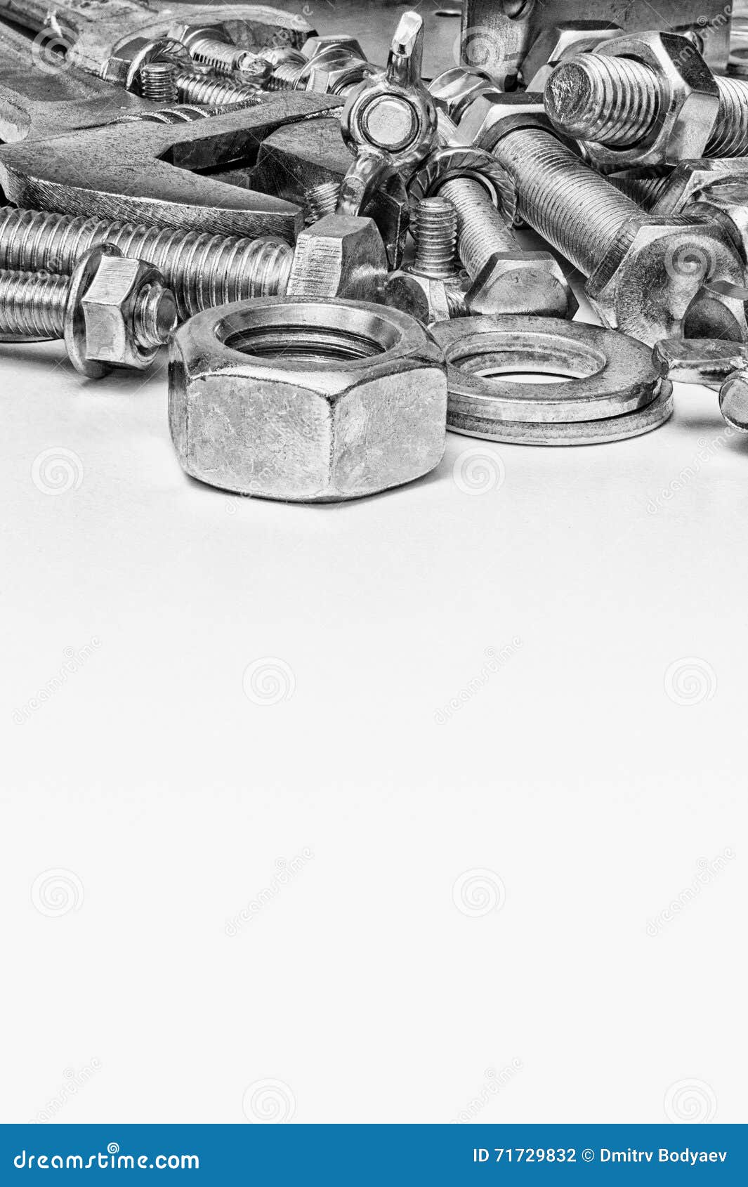 Each Threaded Fasteners Bolts Nuts and Key. Stock Photo - Image of ...