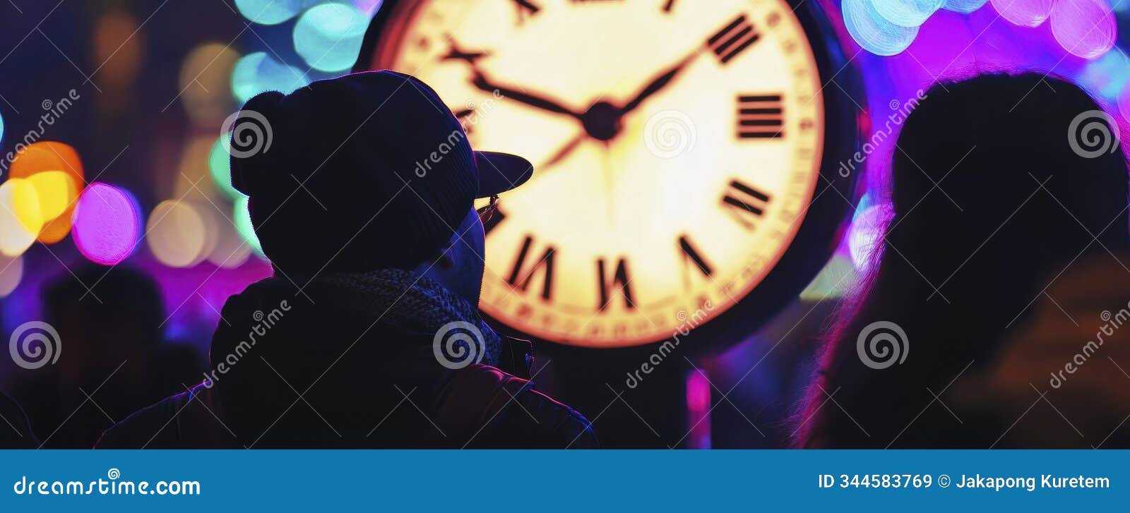 Eager Crowd Watching Countdown in City Square on New Year Stock Image ...