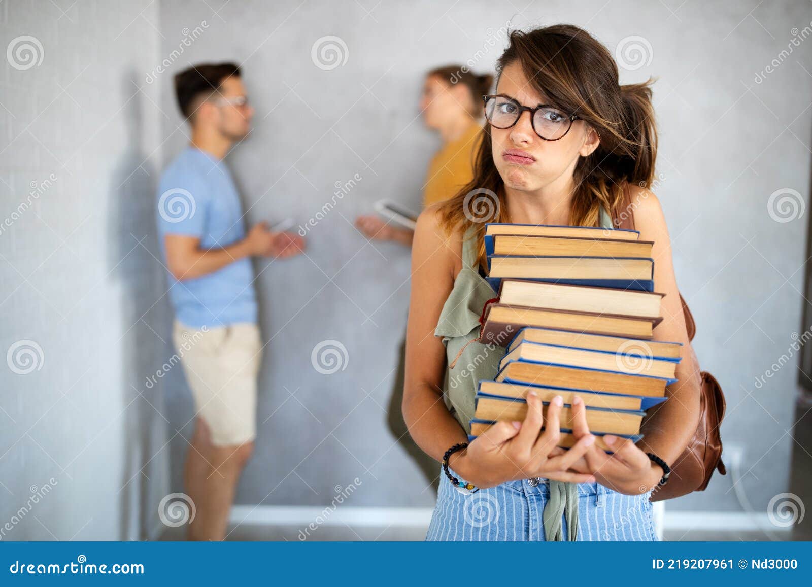 Eager Student Overwhelmed by Studying and Reading Books Stock Image ...