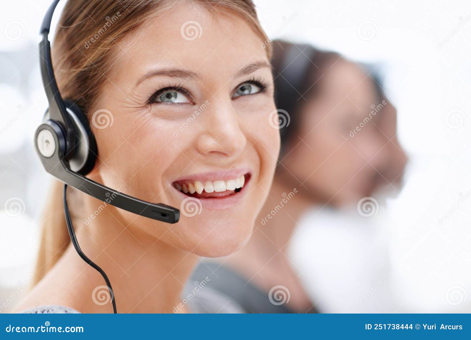 Always Eager To Answer a Call. Pretty Call Operator in Her Office ...