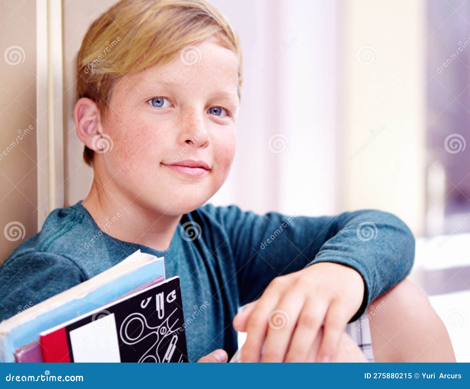 Eager Young Learner. Closeup Portrait of a Young Boy Sitting in a ...