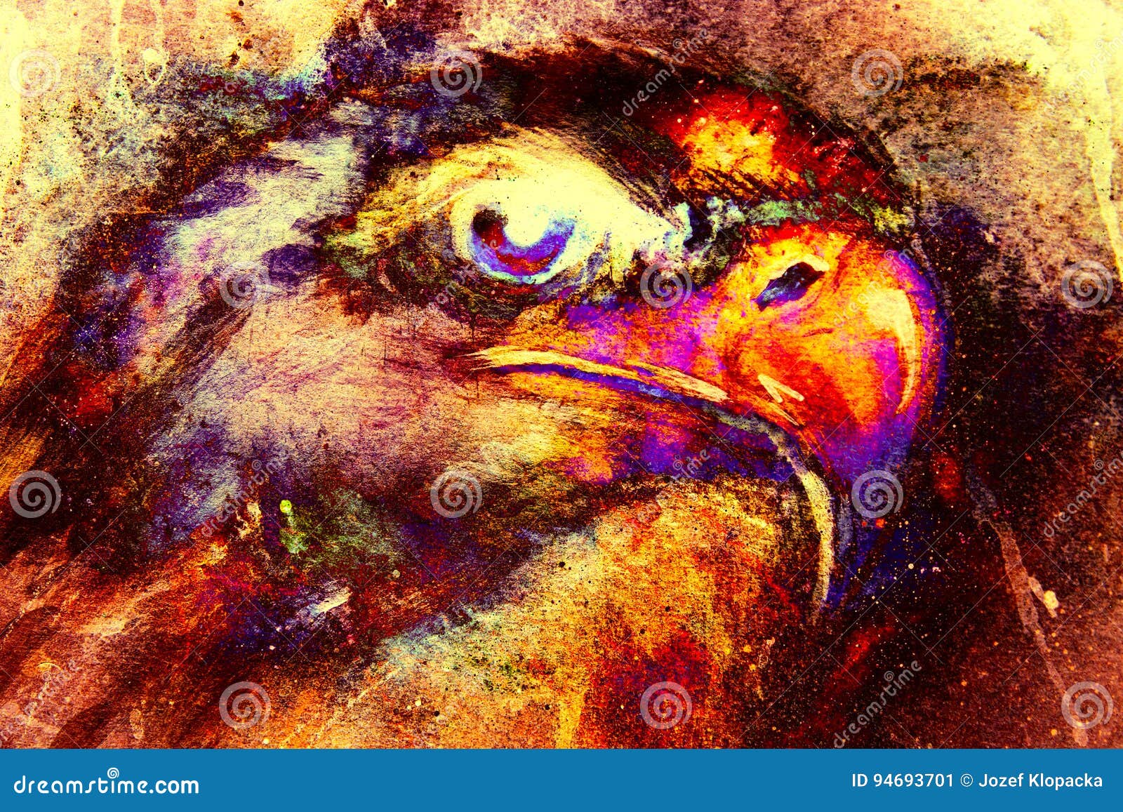 Eagle on Abstract Color Background. Profile Portratit. Fire Effect ...