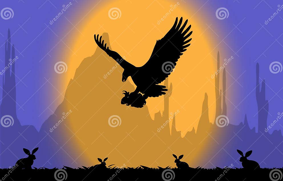 Eagle attack rabbits stock vector. Illustration of caught - 16325015