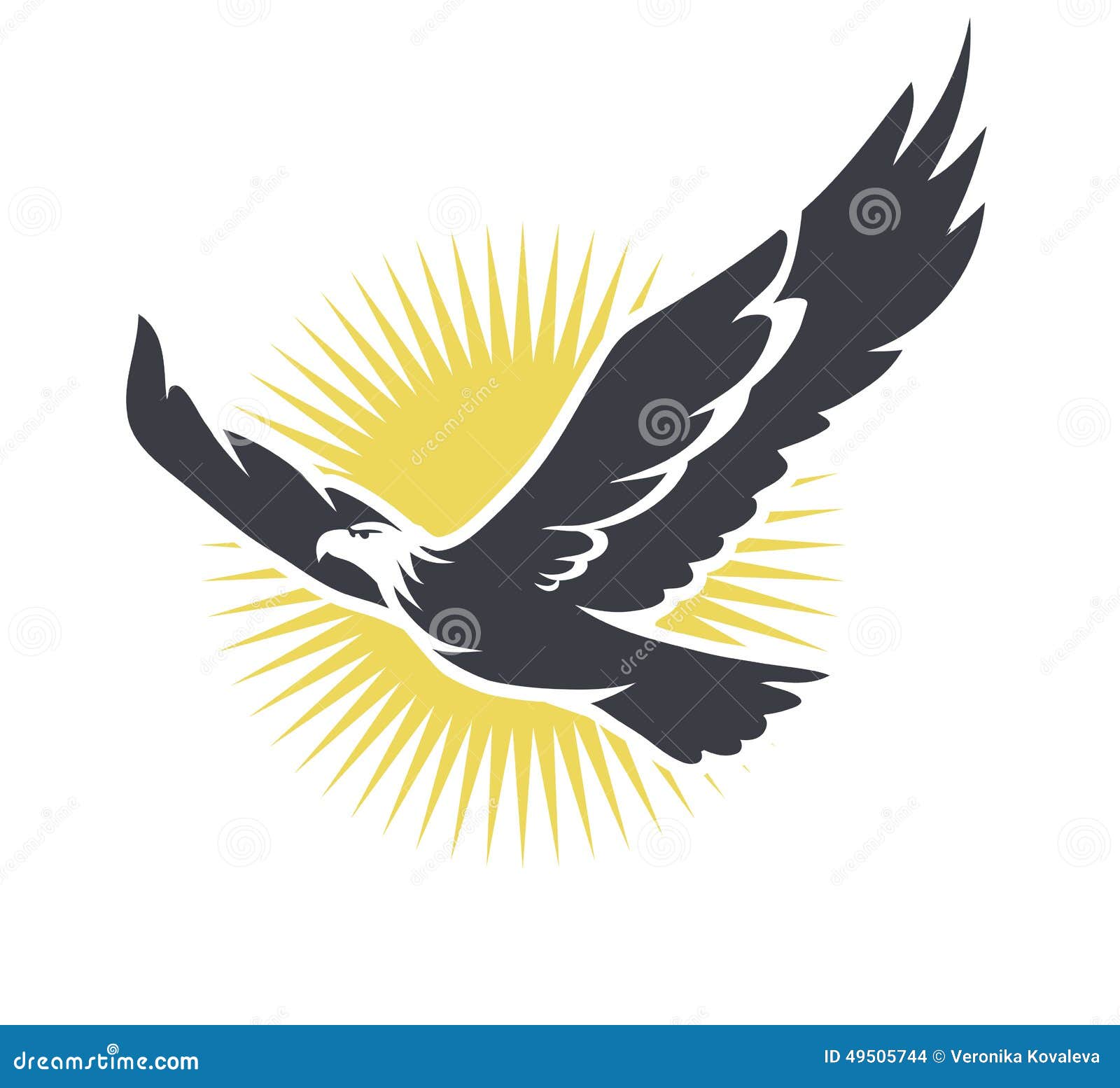 Eagle on a Background of the Sun Stock Vector - Illustration of nature ...