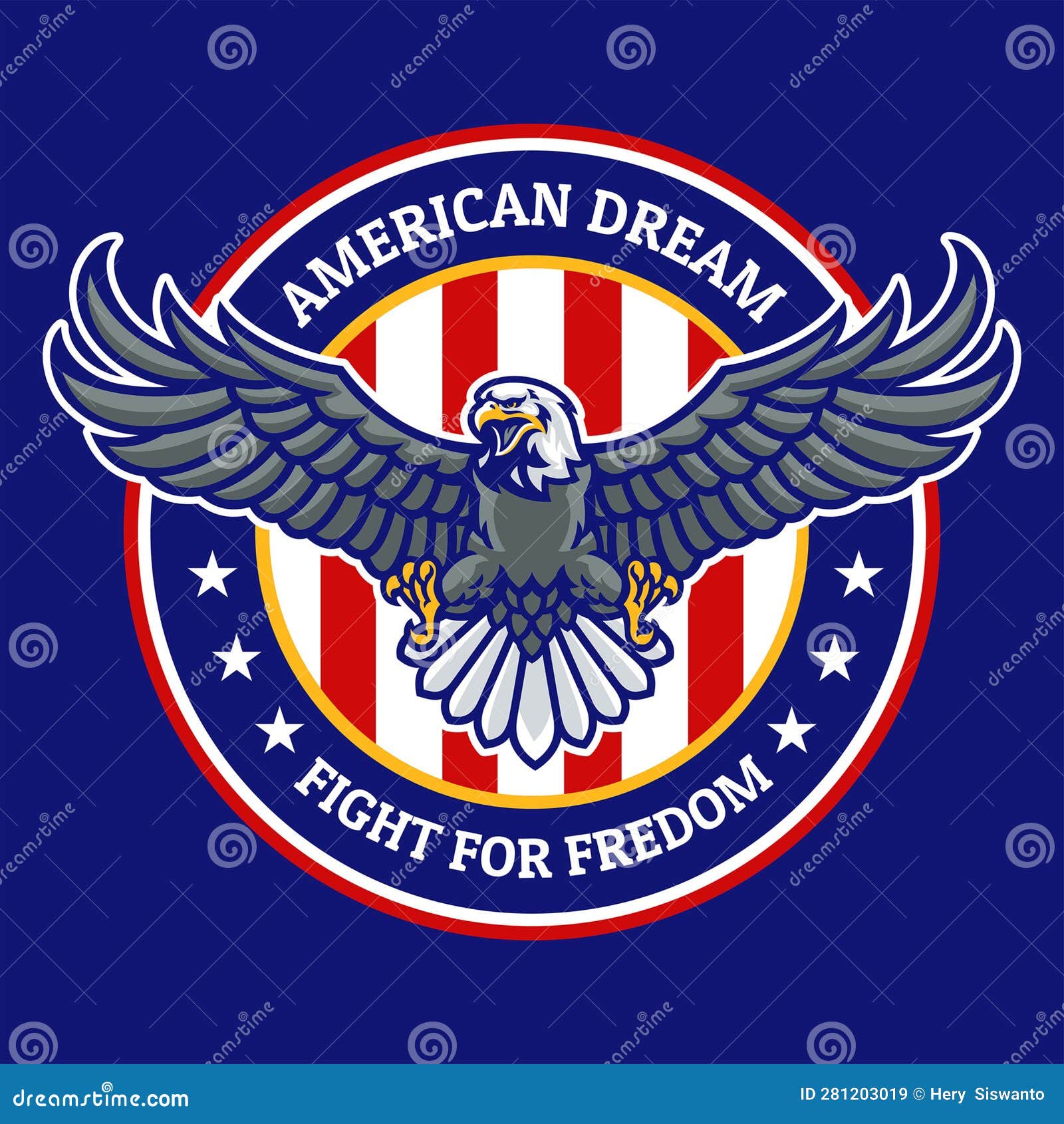 Eagle Badge of American Dream Stock Vector - Illustration of flying ...