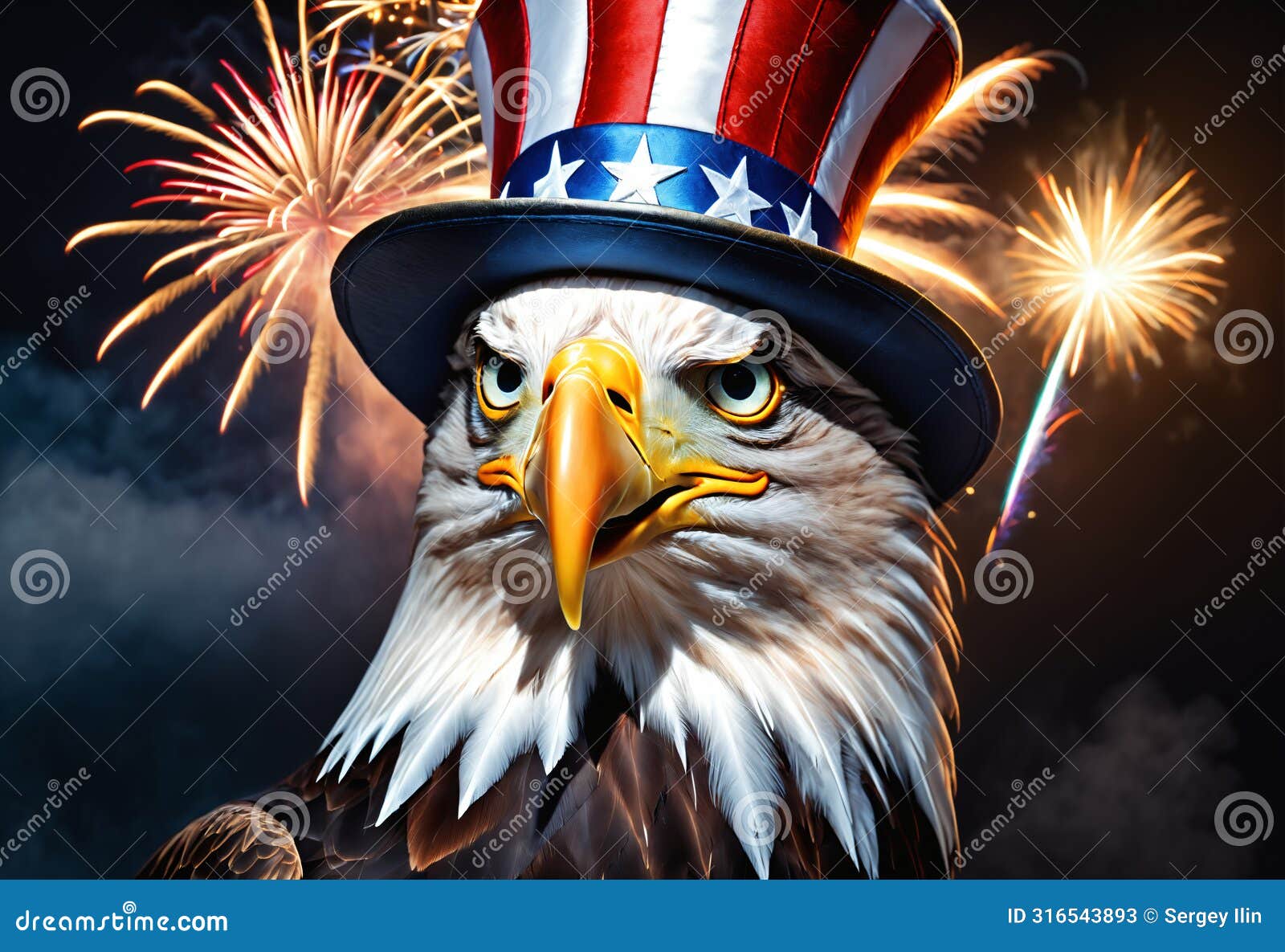 Eagle Bald Wearing a Top Uncle Sam Hat. Generative AI Stock ...