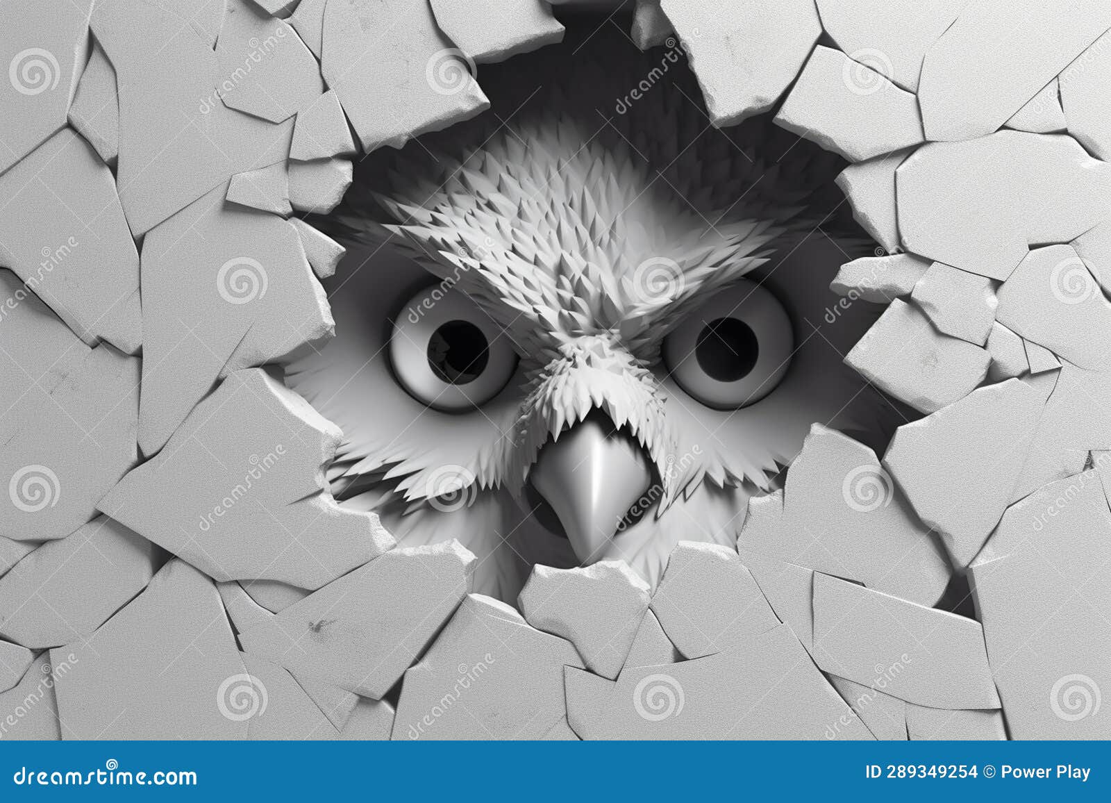 Eagle Breaking through a Cracked Wall with a Hole in it Stock ...