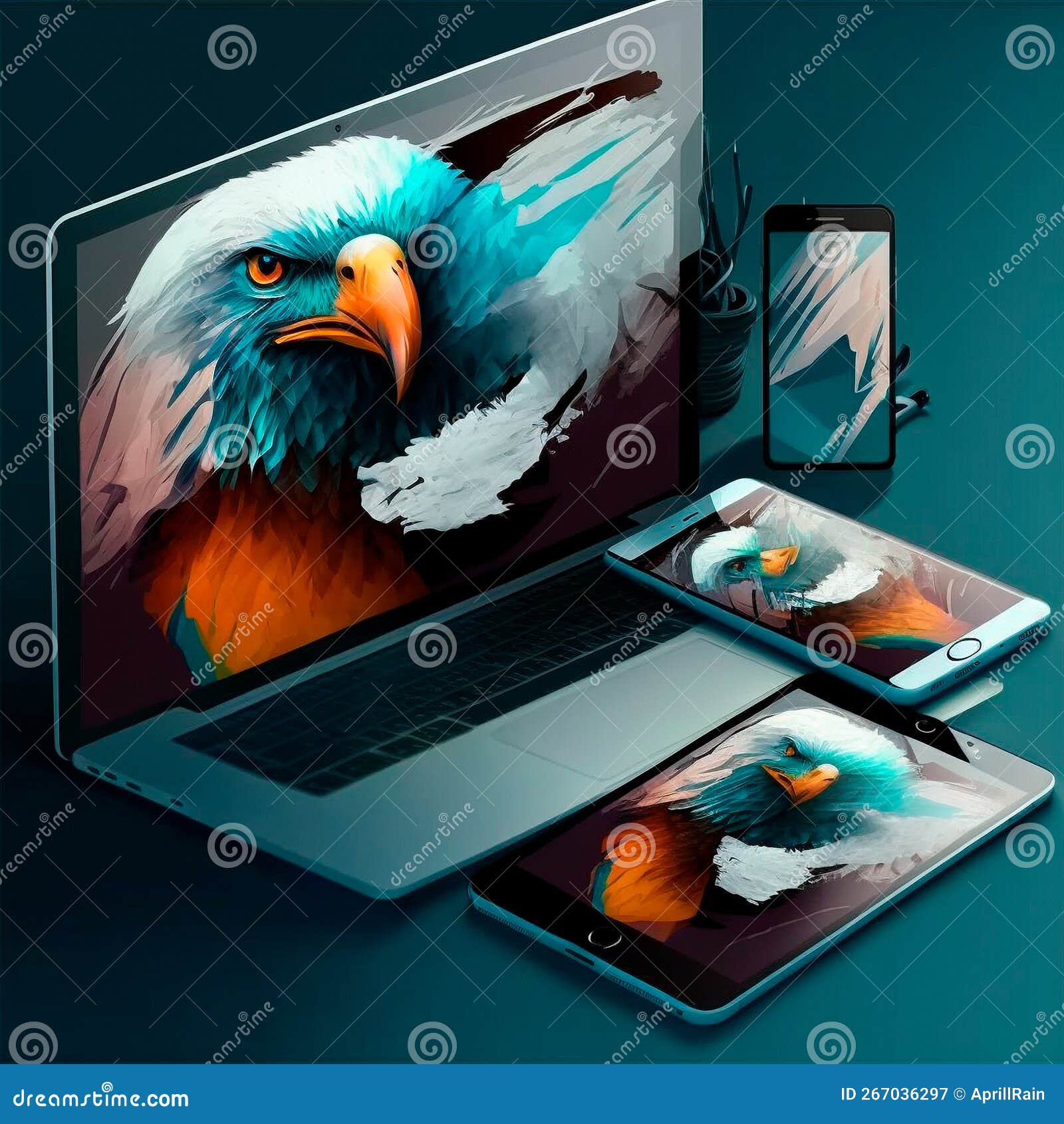 The Eagle Breaks Out of the Phone, Tablet, Laptop. Design, Graphics ...
