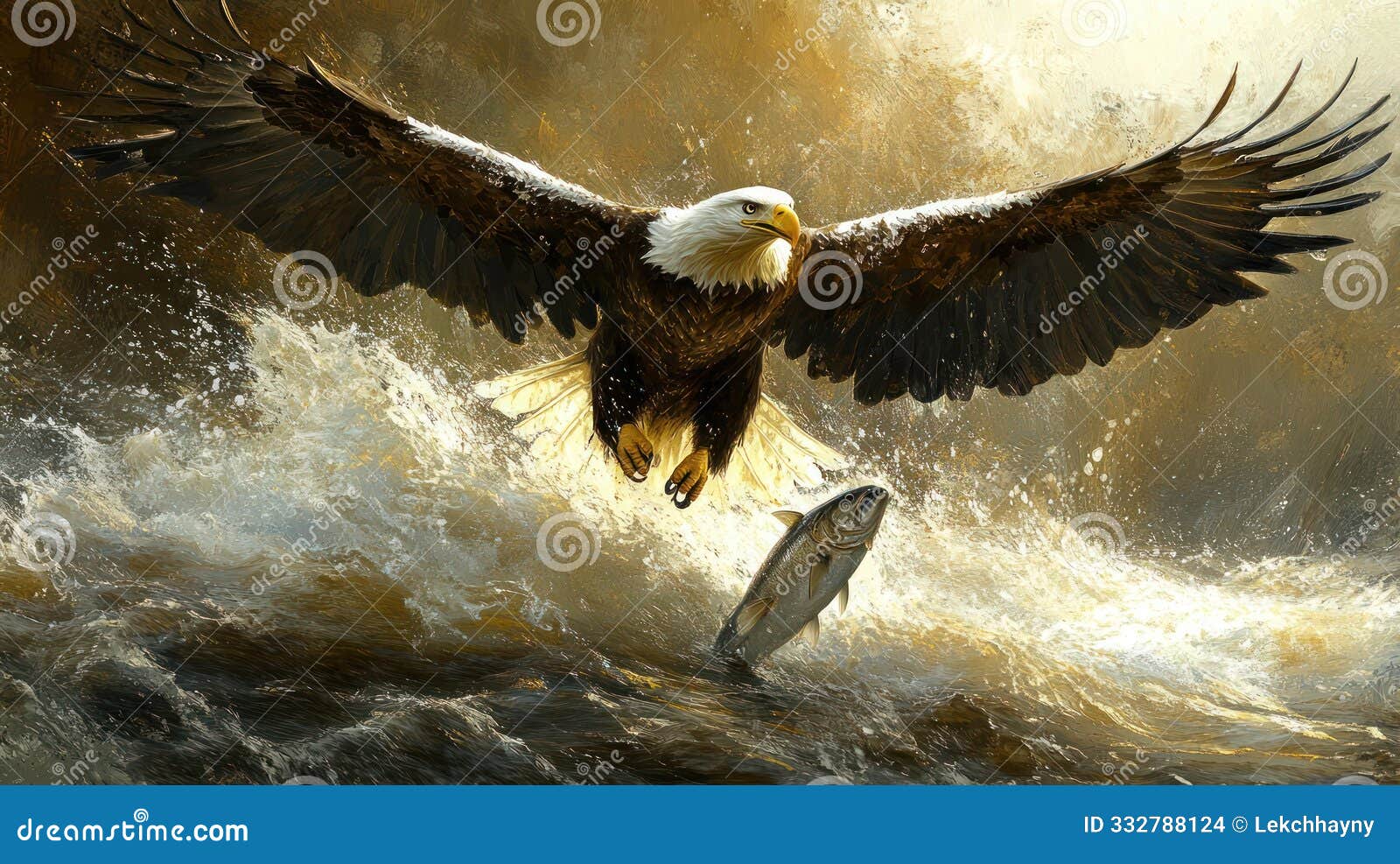 Eagle Catching Fish: a Dramatic Scene of a Bald Eagle Swooping Down To ...