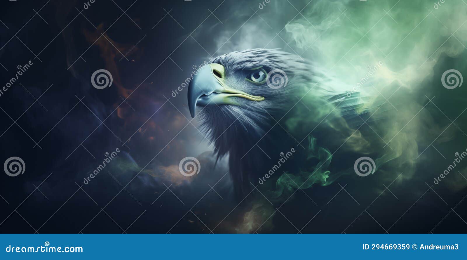 Eagle Coming Out of the Smoke Stock Illustration - Illustration of ...